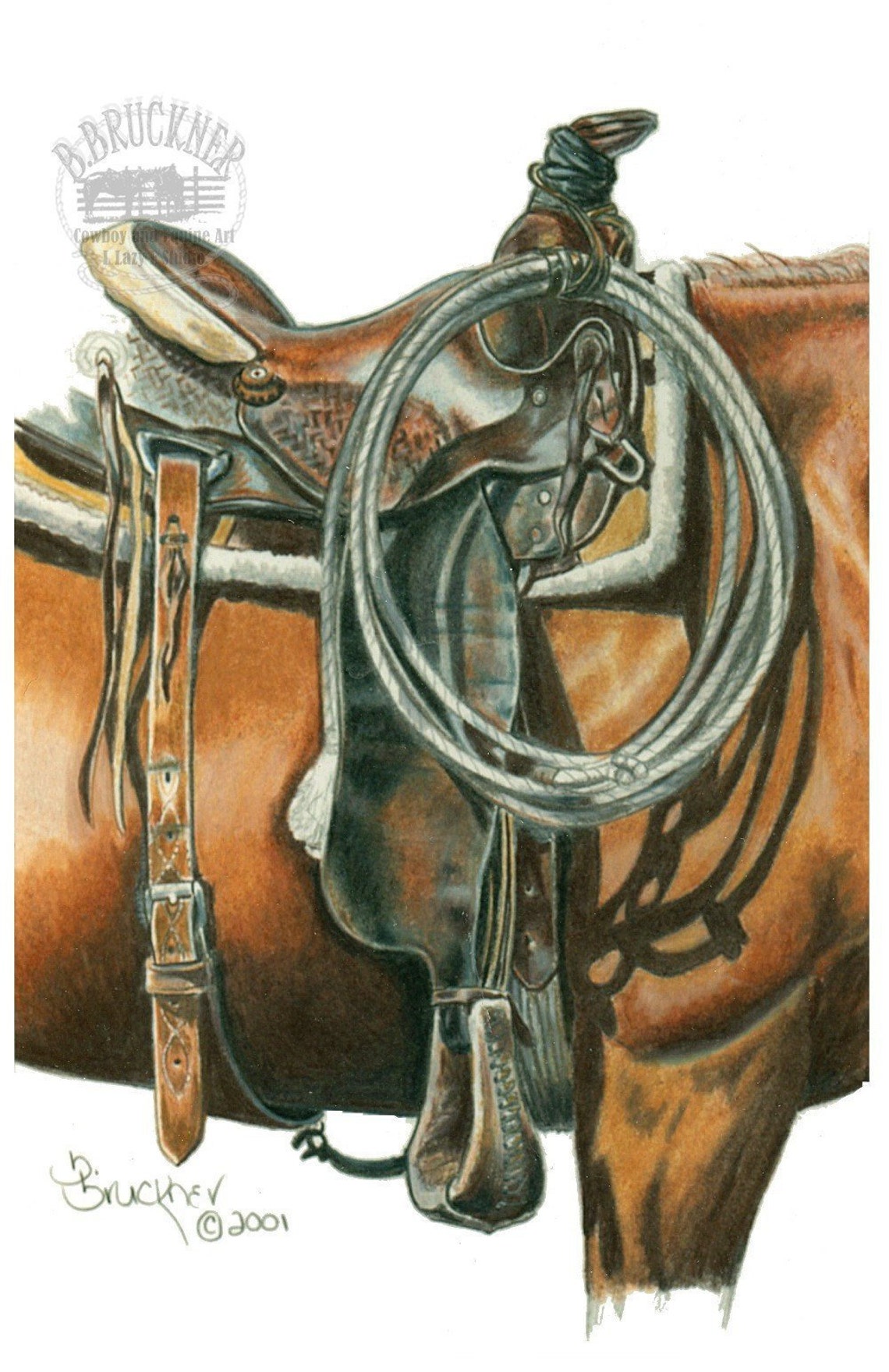 Saddle and Lariat Rope Detail Western Art Print ~ Cowboy Art ~ Western ...