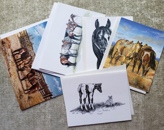 Western Equine Rustic Notecards Blank Cards Stationery Assorted Western ...