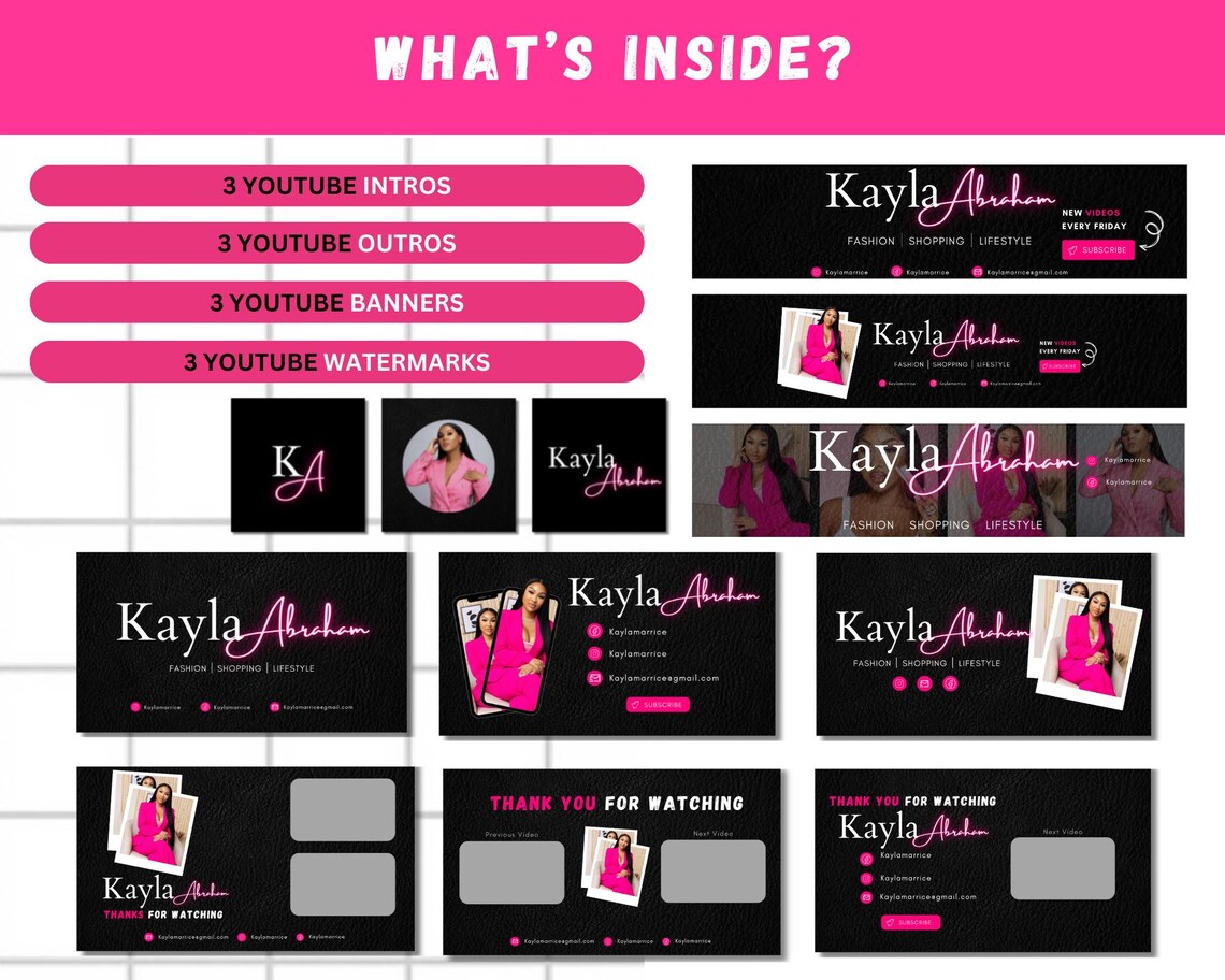 Youtube Branding Kit, Youtube Banner Kit, DIY Video Banner Template ...