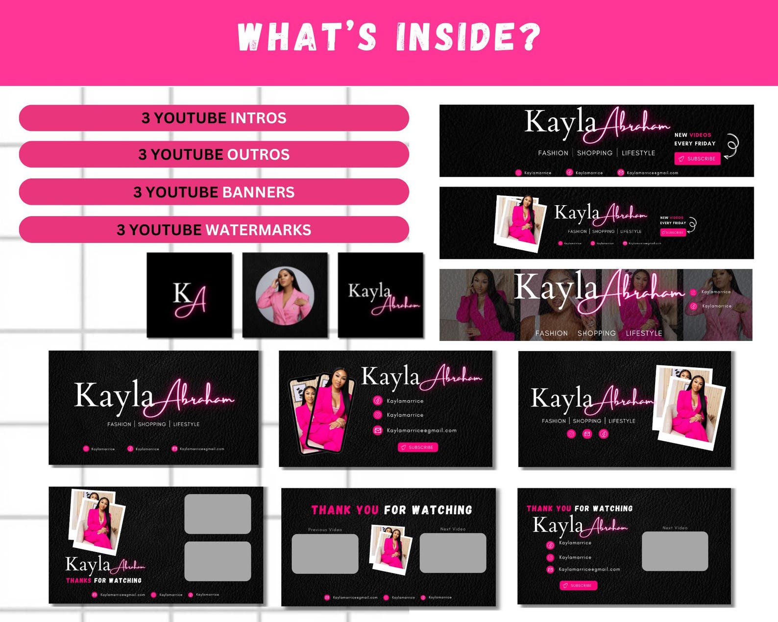 Youtube Branding Kit, Youtube Banner Kit, DIY Video Banner Template ...
