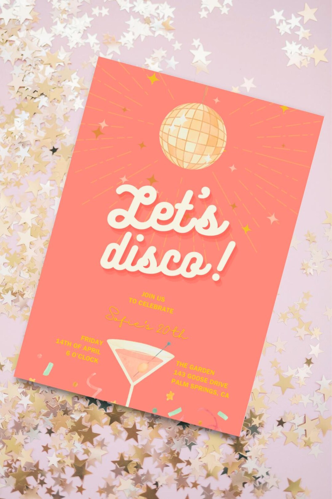 Pink Disco Birthday Party Invitation Template, Pink Disco Party, Retro ...