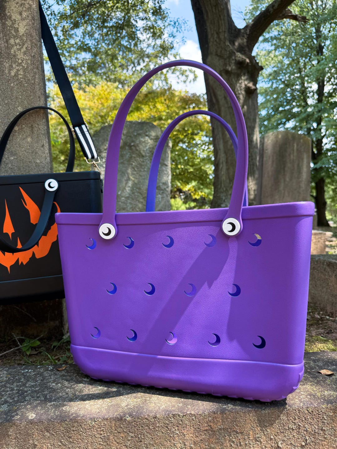 The Moonwitch Mystic Purple EVA Beach Summer Bog Style Bag Moon Cut ...