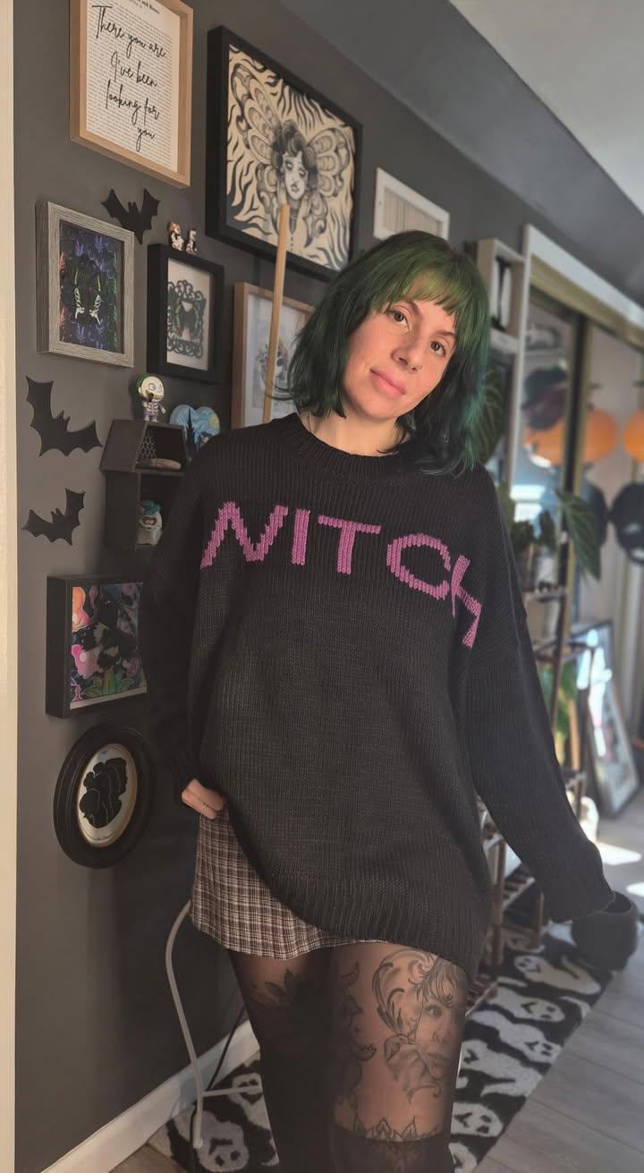 Oversized Chunky Knit "witch" Sweater | 90s Goth Fashion - Etsy