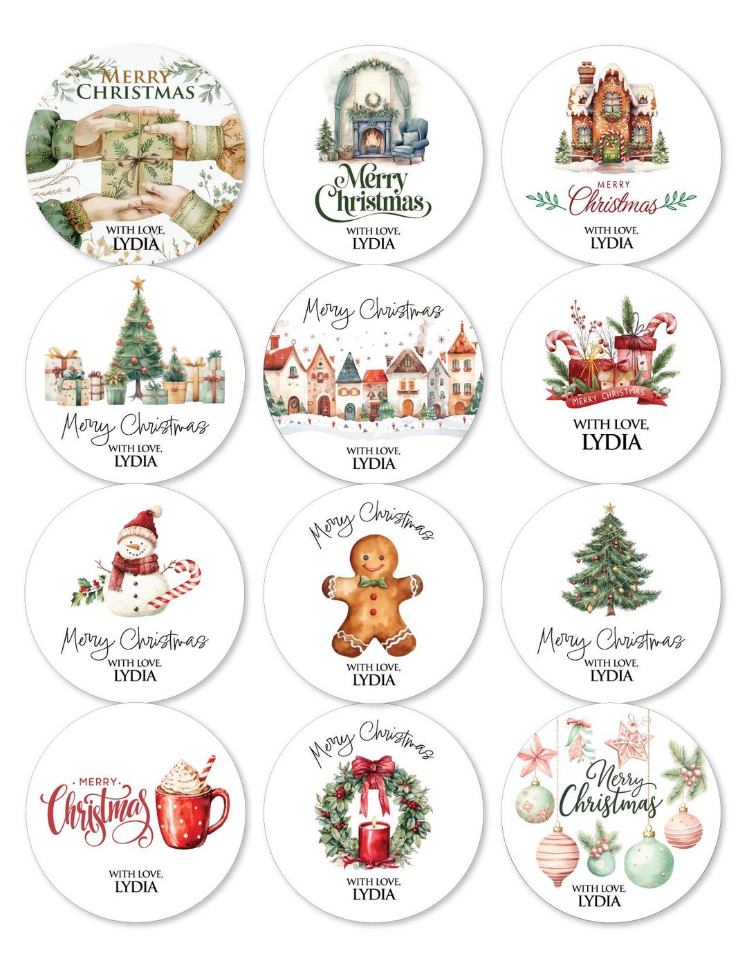 Personalized Christmas Gift Label, Custom Holiday Stickers, Merry ...