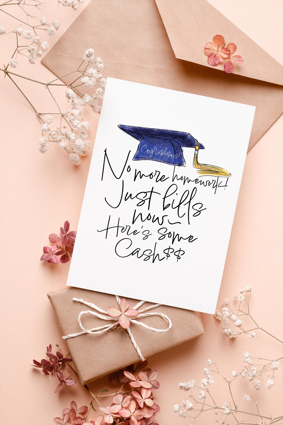 Foldable Printable Graduation Card With Cash Envelope | DIY Graduation ...