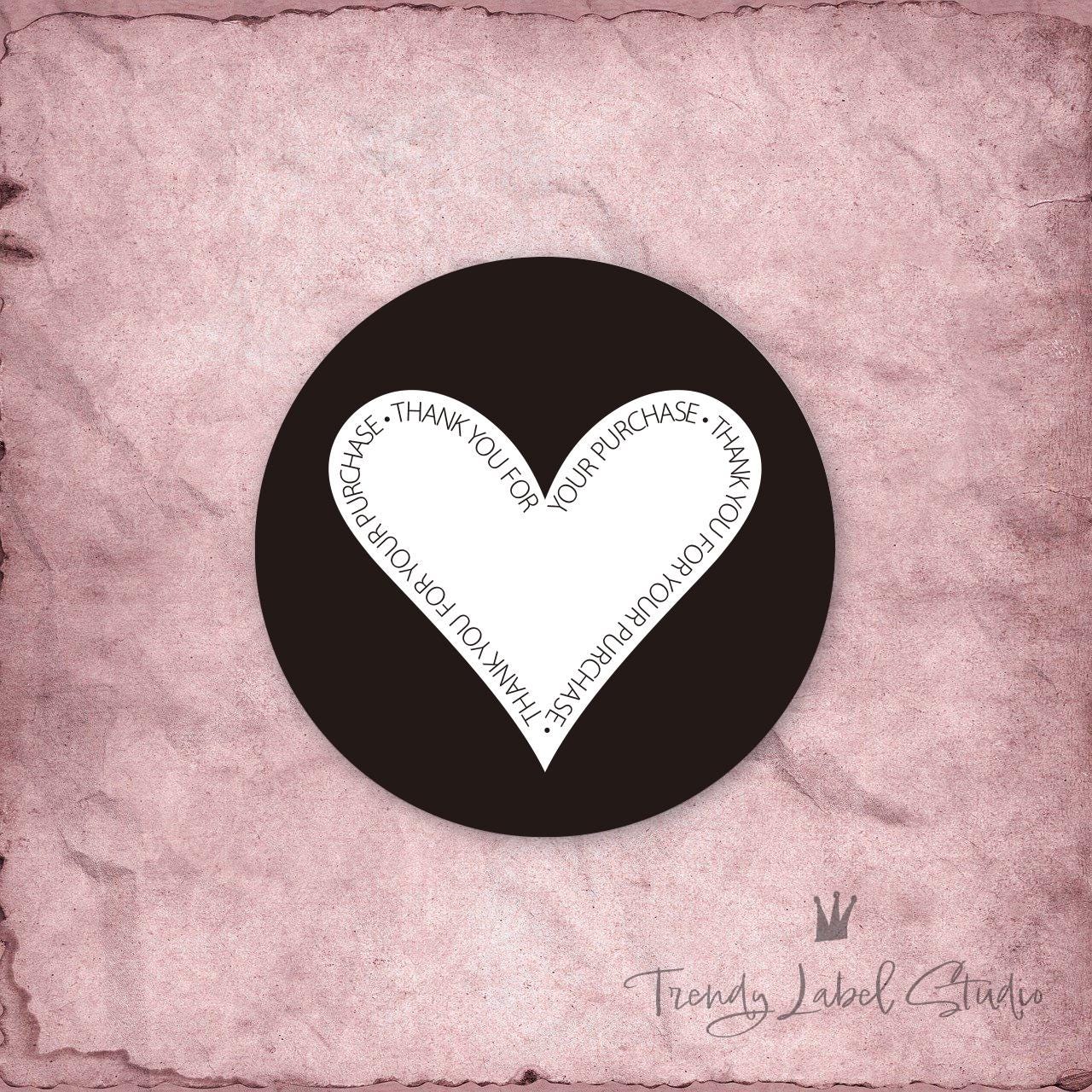 Thank You for Your Order Stickers, Custom Round Stickers, Simple Heart ...