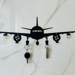 Metal Key Holder for Wall With 7 Hook Airplane Keychain Holder ...