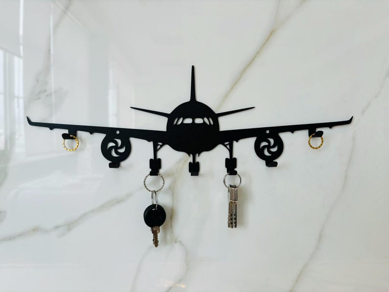 Metal Key Holder for Wall With 7 Hook Airplane Keychain Holder ...