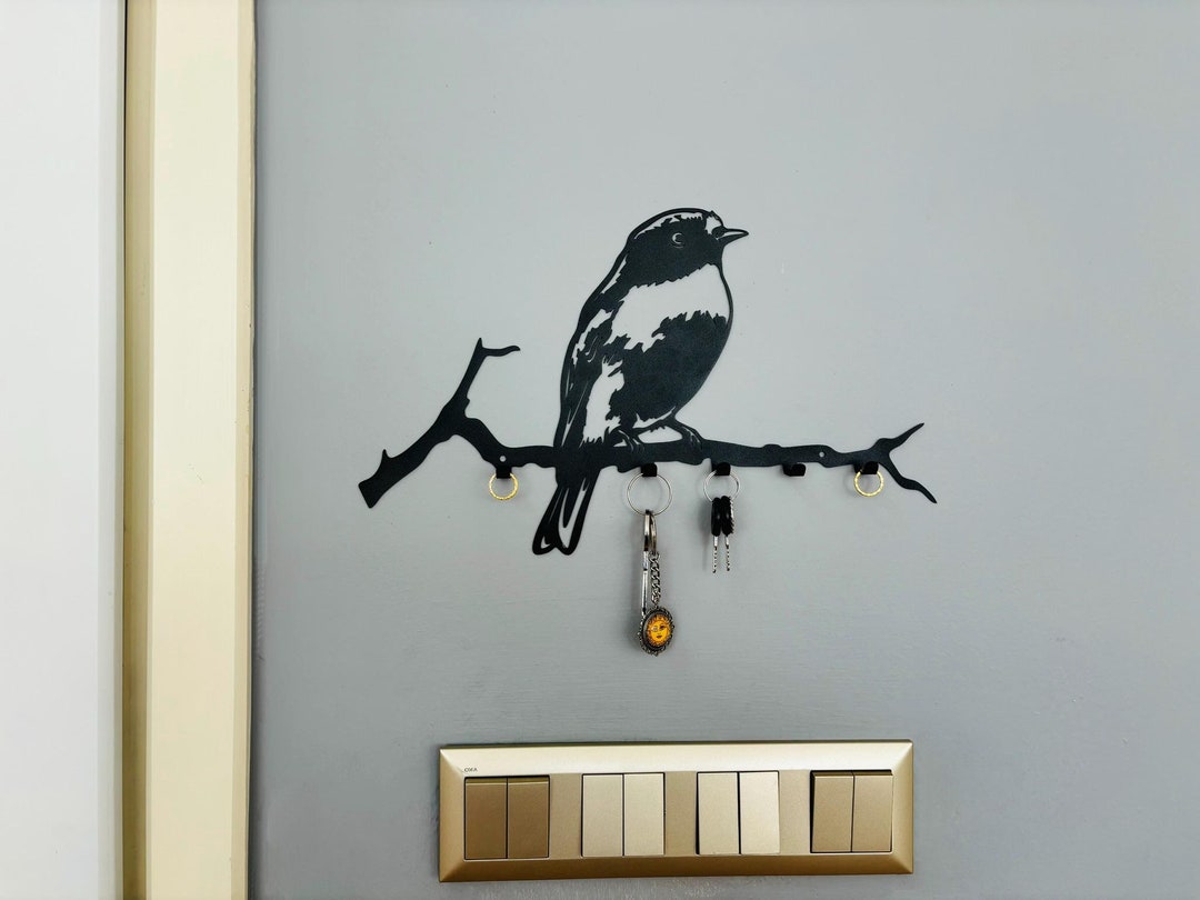 Metal Key Holder for Wall With 6 Hook Sparrow on the Tree Keychain ...
