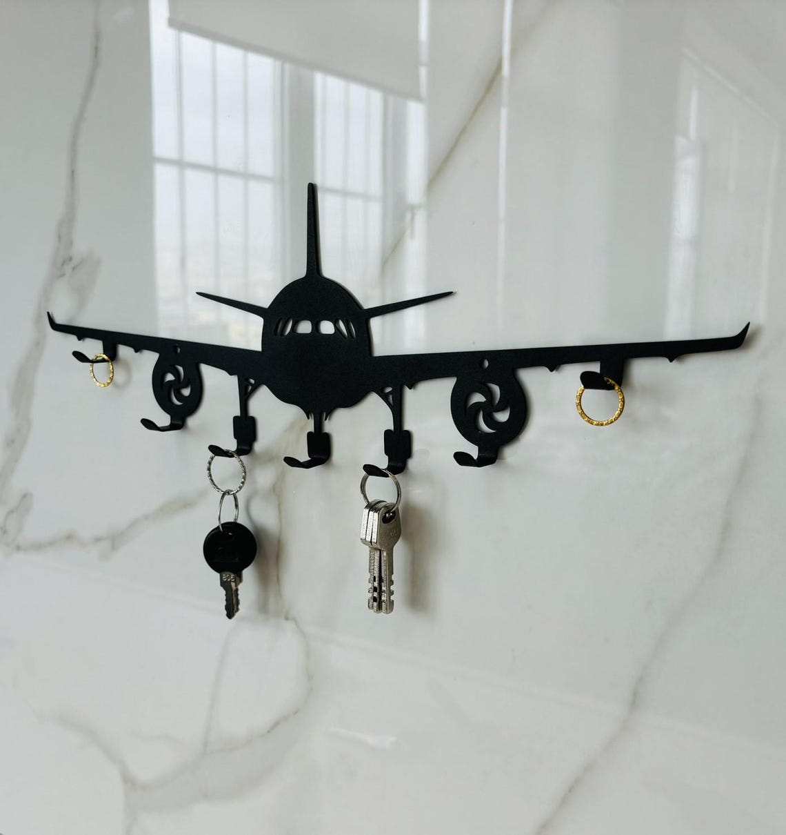 Metal Key Holder for Wall With 7 Hook Airplane Keychain Holder ...