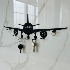 Metal Key Holder for Wall With 7 Hook Airplane Keychain Holder ...