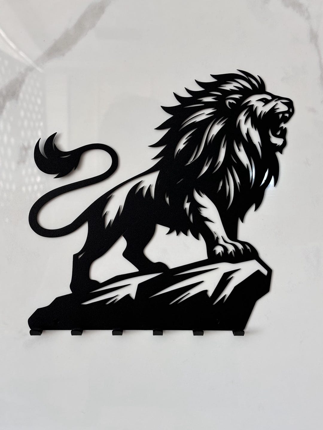 Lion Key Holder: Decorative Metal Wall Mount With 6 Hooks - Etsy