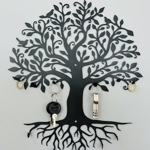 Metal Key Holder for Wall With 11 Hook Tree of Life Keychain Holder ...