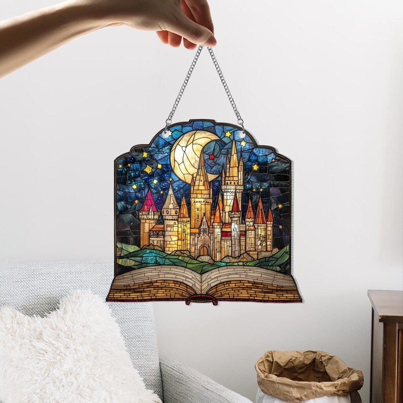Wizard Castle Stained Glass Suncatcher, Wizard School Acrylic Window ...