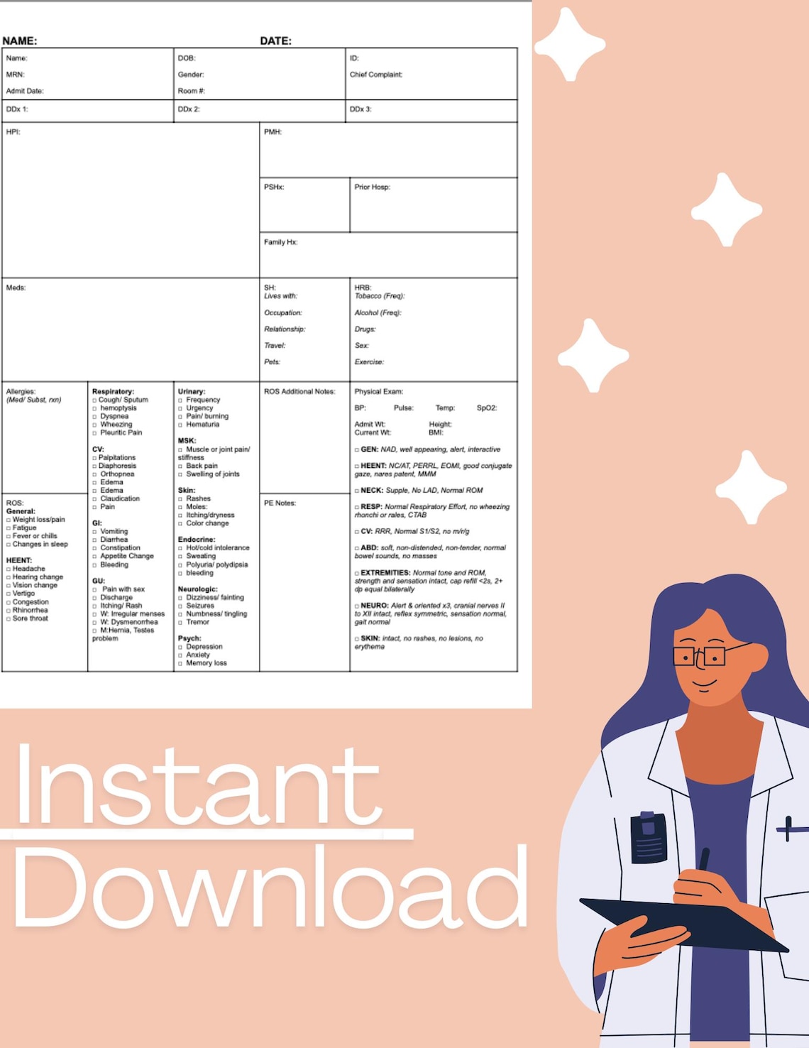 The BEST Internal Medicine H&P Clinical Templates Made for Internal ...