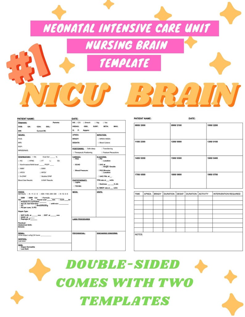 Ultimate NICU Brain Sheet for Nurses | Streamline Your Shift & Maximize ...