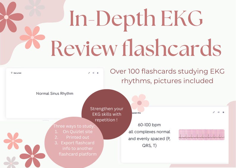 In Depth EKG Review Flashcards - Etsy