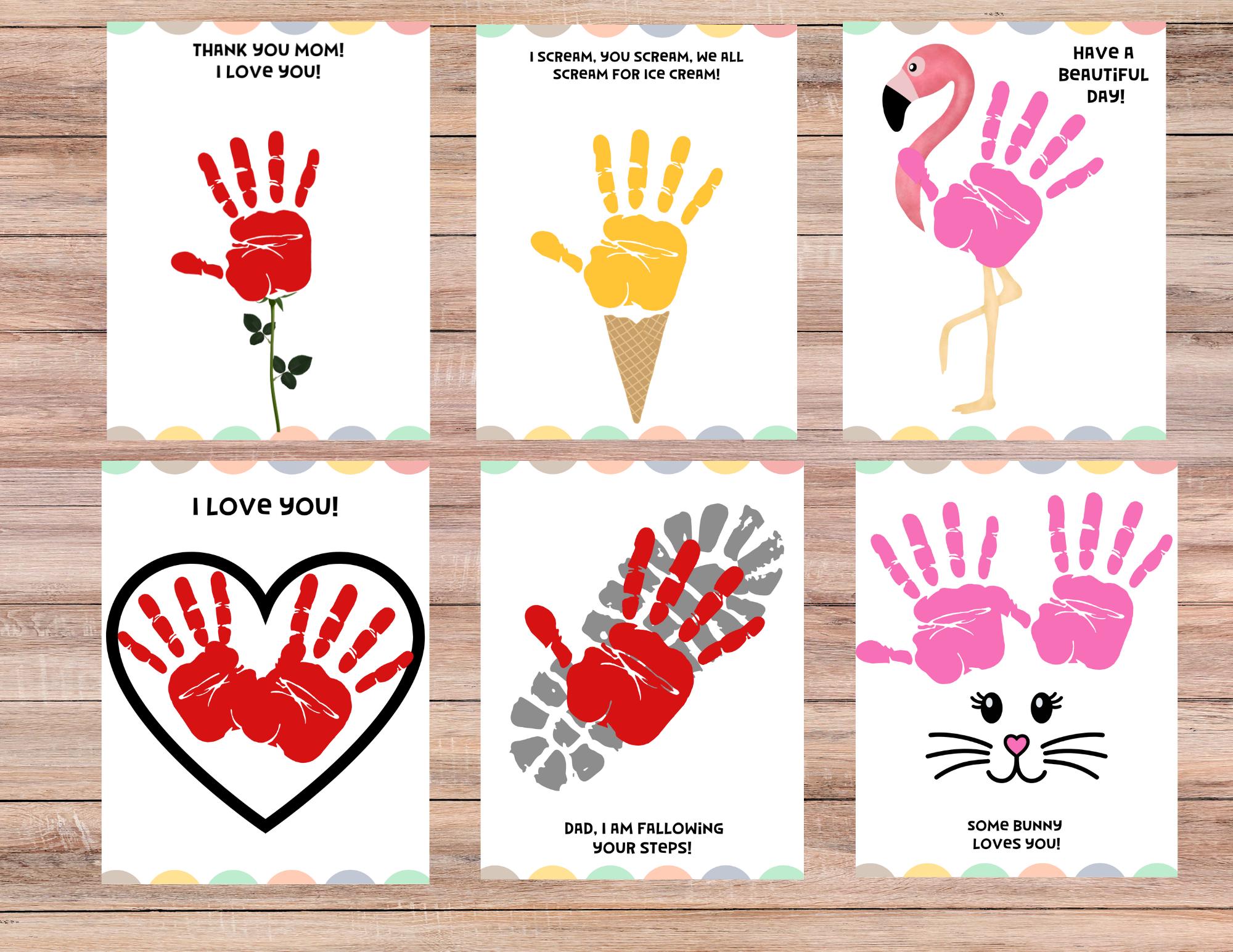 Handprint Art Activity: Kids Craft Cards, Gift for Mom (PDF Download ...