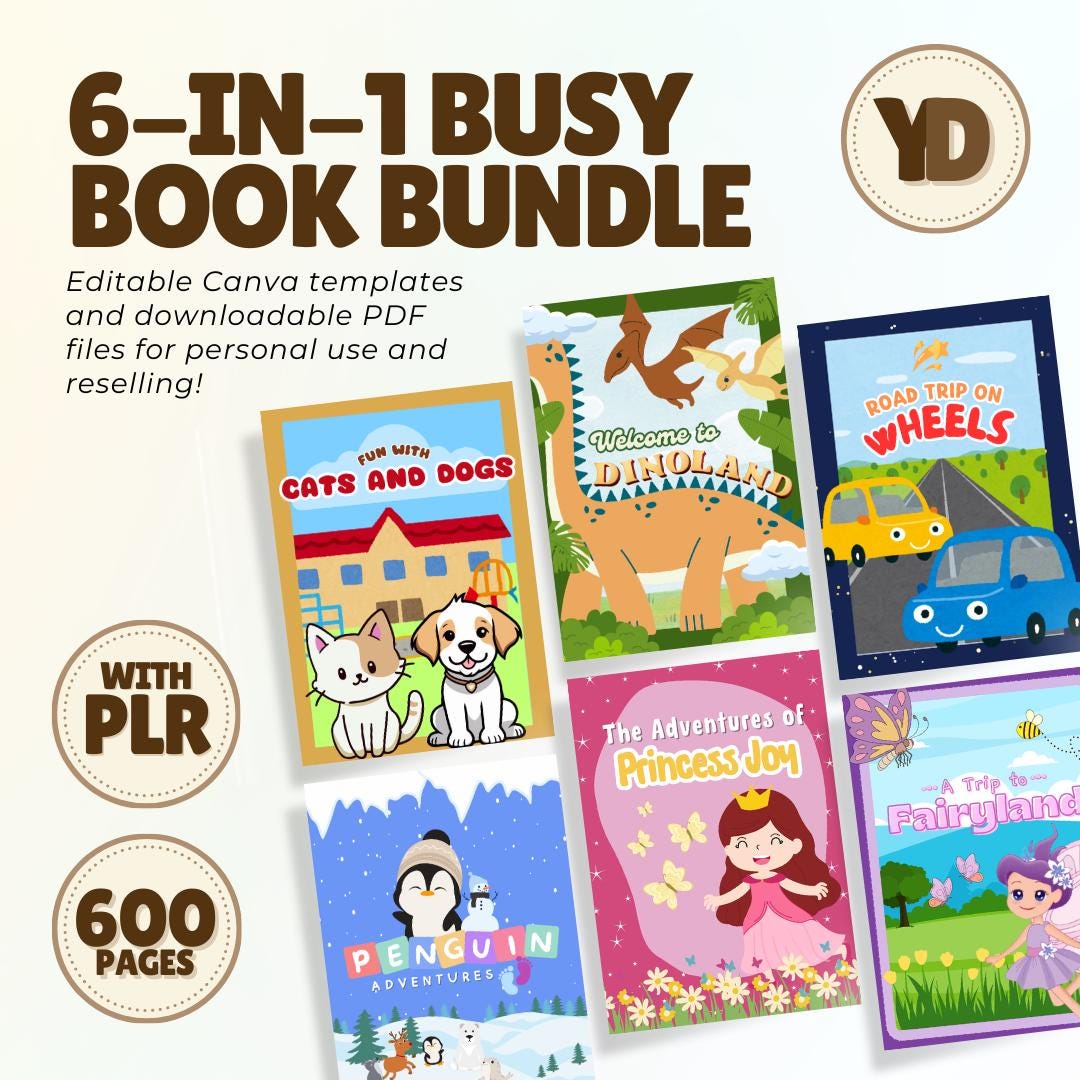 6-in-1 Busy Book Bundle for Children | Canva Digital Download With PLR ...