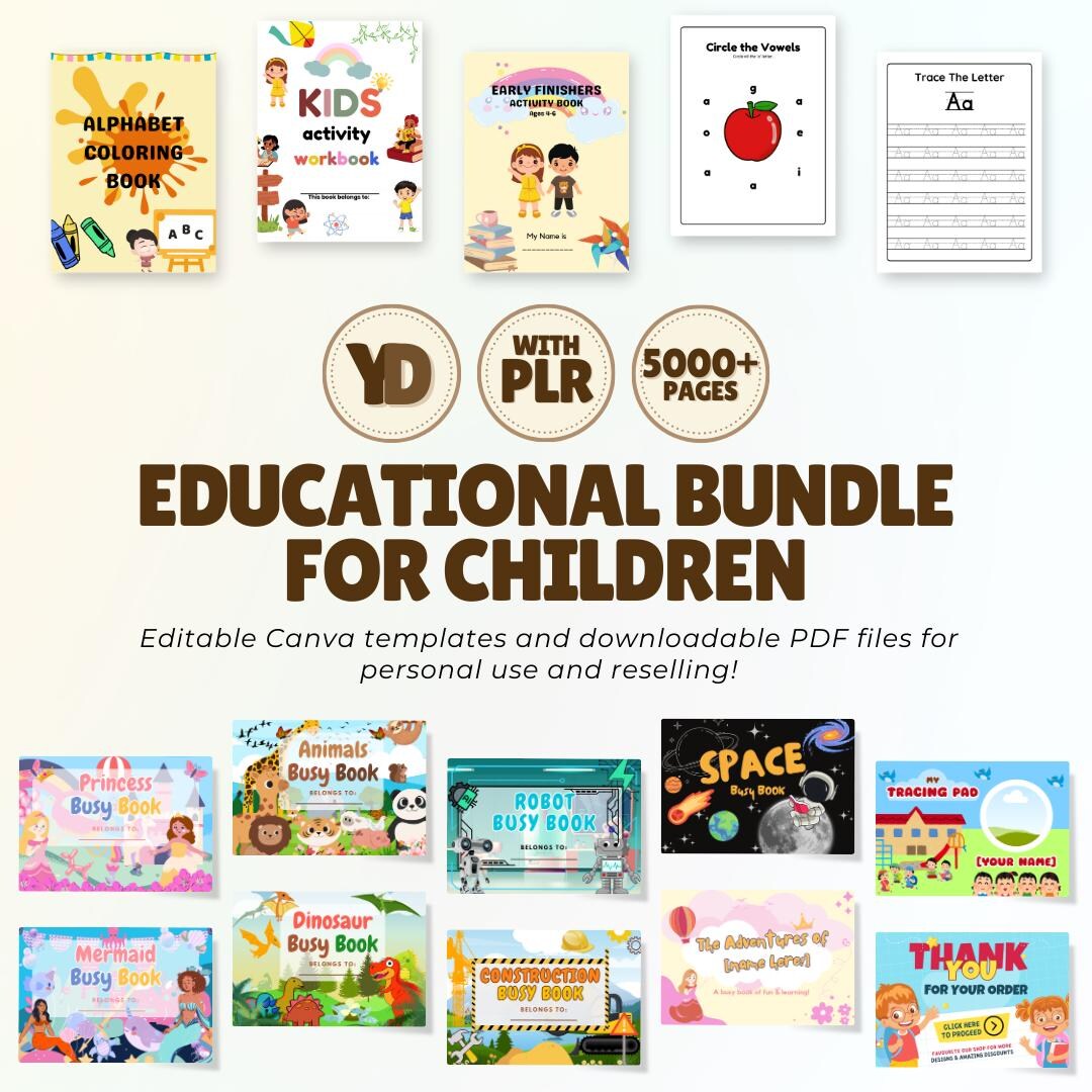 Educational Bundle for Children | Canva Digital Download With PLR - Etsy