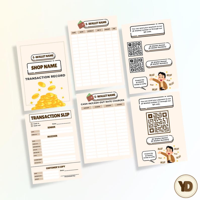 E-wallet Transaction Record & Slip | Canva Digital Download With PLR - Etsy