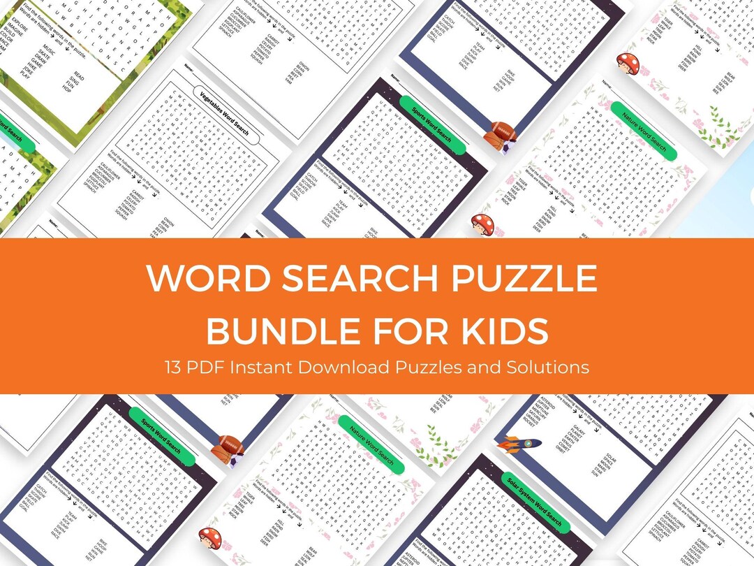 Word Search Puzzles for Kids, 13 Printable Word Search Puzzles Bundle ...