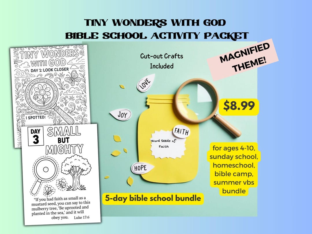 Tiny Wonders With God VBS Craft, Magnified VBS, 5-day Christian ...