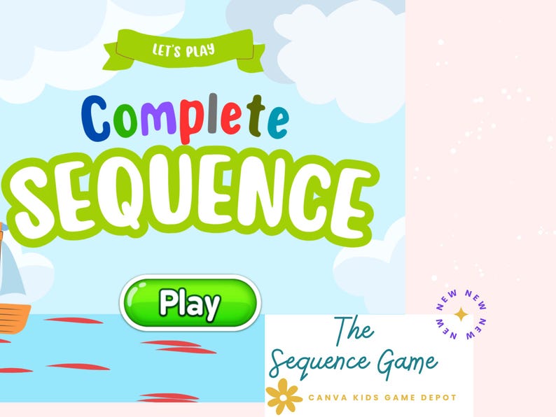 NUMBER SEQUENCE GAME, Canva Kids Game, Printable or Interactive Math ...