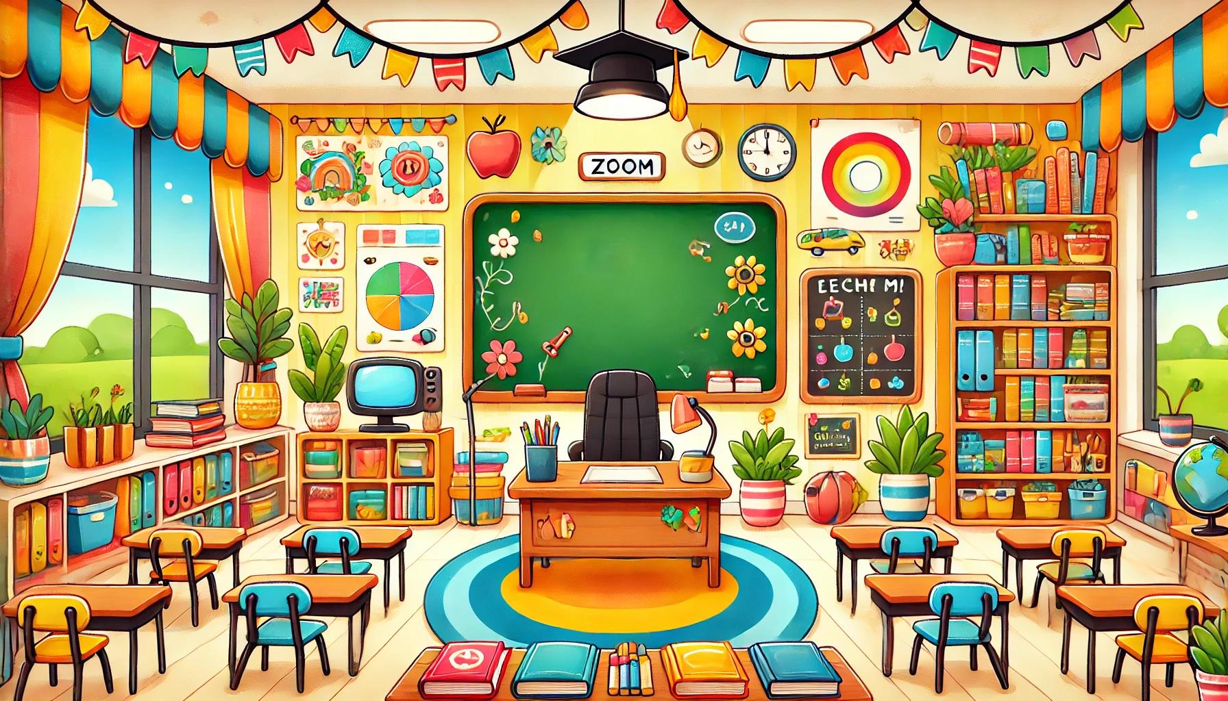 10 Fun Digital Cartoon Backgrounds | Zoom, Virtual Classroom, Kids ...
