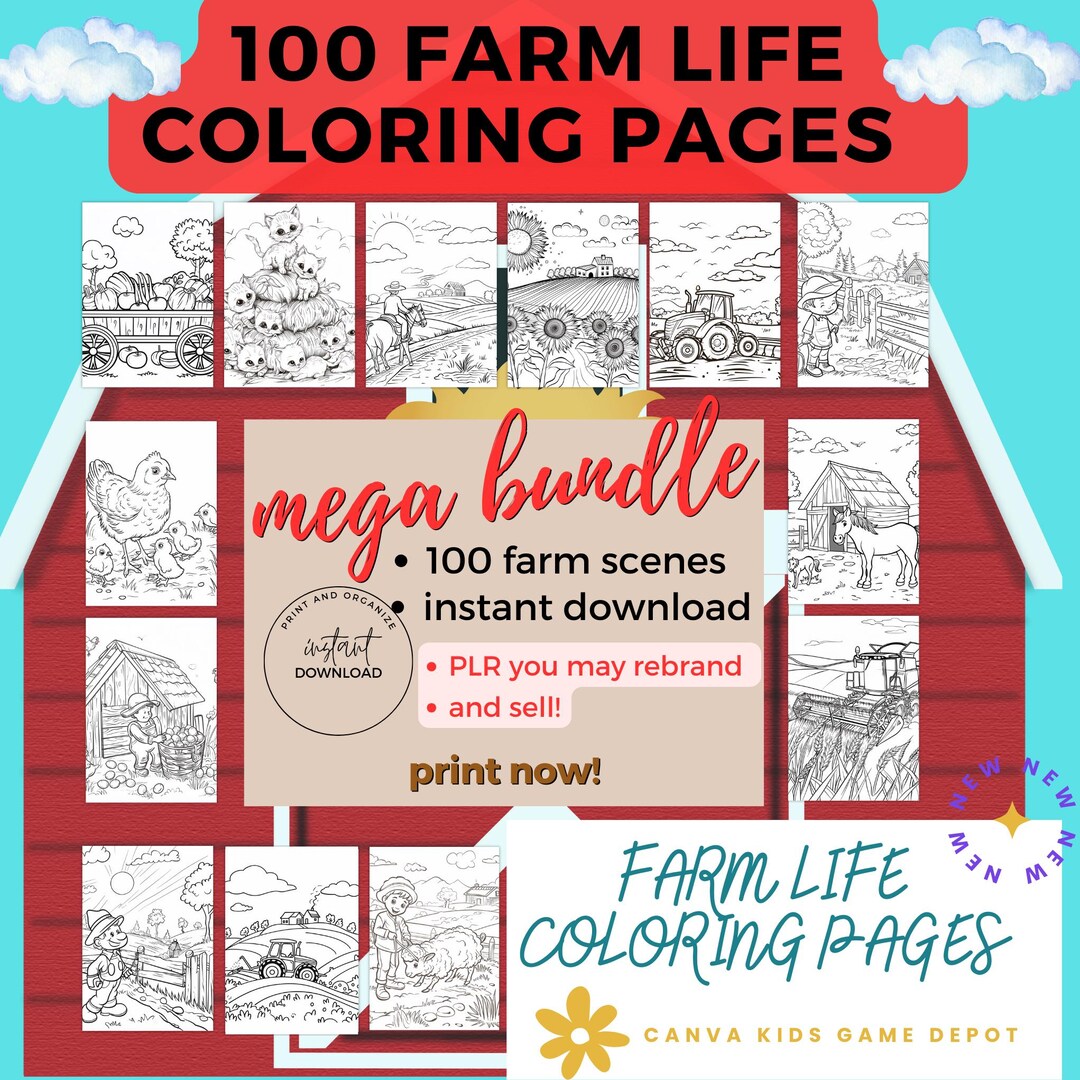 FARM LIFE COLORING: Farm Activity Pages, Nature Coloring Book, Farm ...