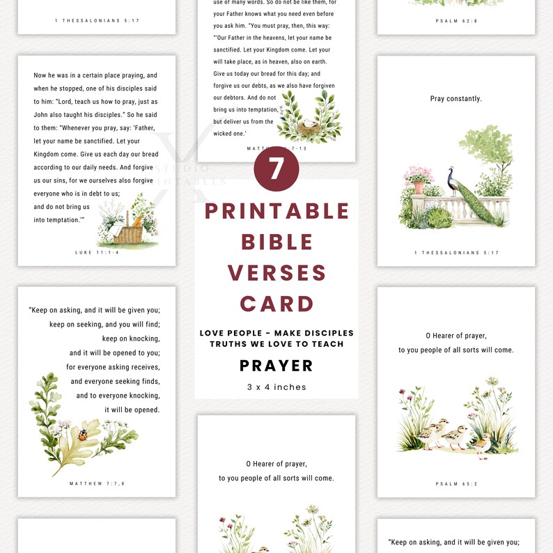Prayer Theme Scriptures Printable Bible Verse Card JW Memory Cards ...