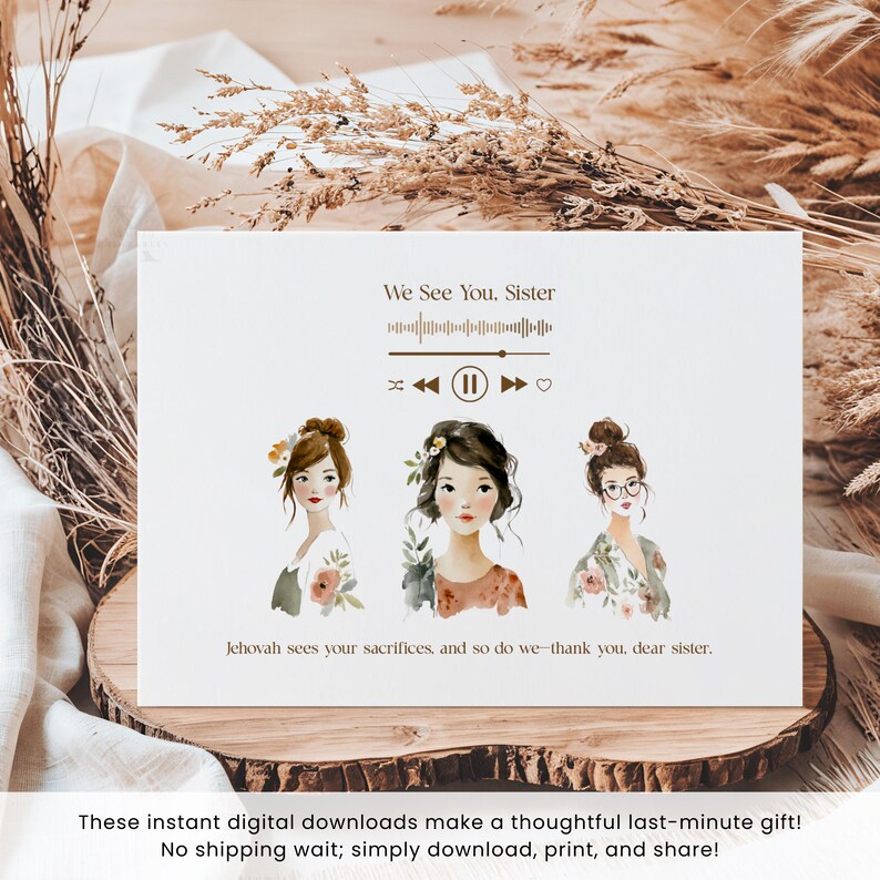We See You Sister JW Greeting Cards Printable Set of 4 Digital Download ...