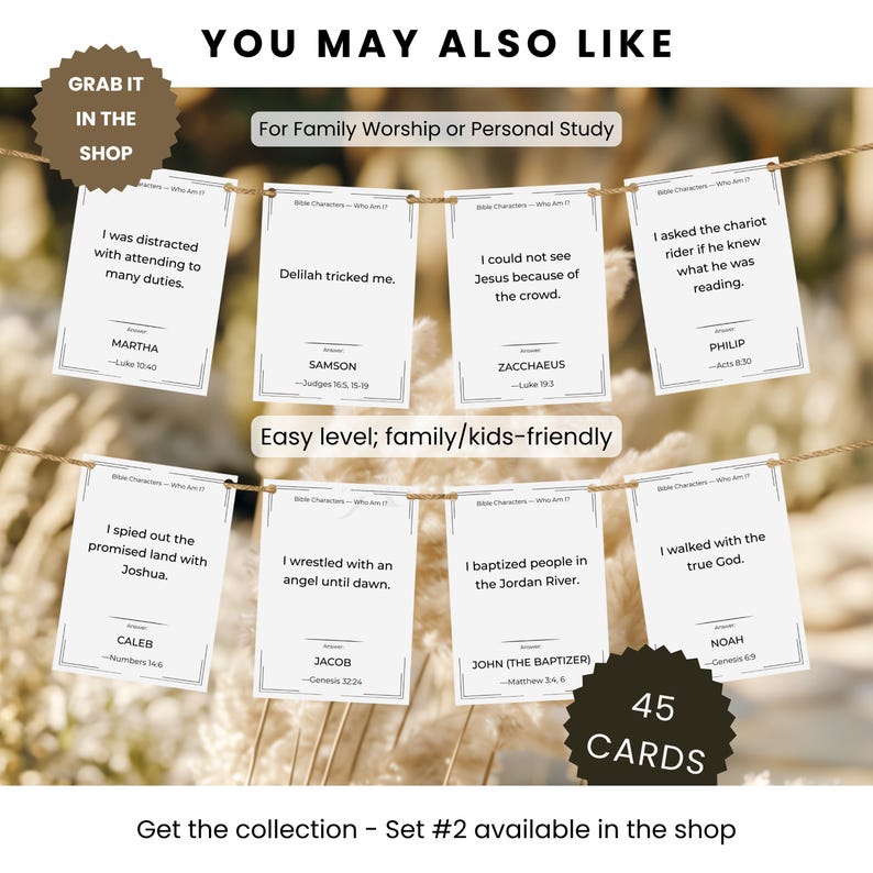 Set #1 Bible Characters Who Am I Game Printable Cards JW Family Worship ...