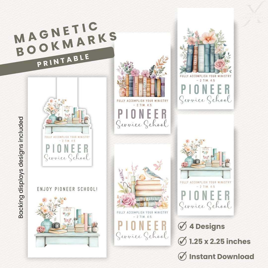 JW Pioneer School 2025 Magnetic Bookmarks Printable Gifts DIY Bookmarks ...