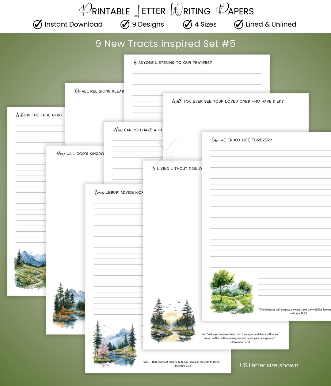 JW New Tracts Letter Writing Paper Printable Stationery Bundle Writing ...