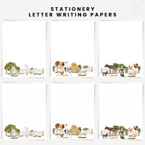 Farm Animals Letter Writing Printable Stationery Paper Lined and ...