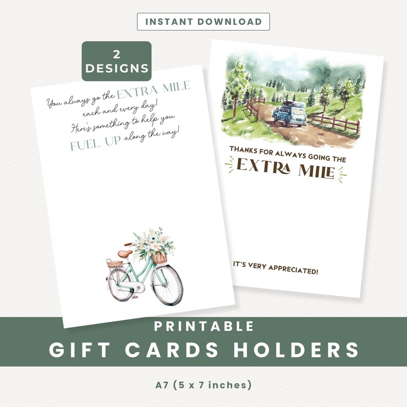 Extra Mile Gift Cards Holder Printable Thank You Gift Card Gas Go Extra ...