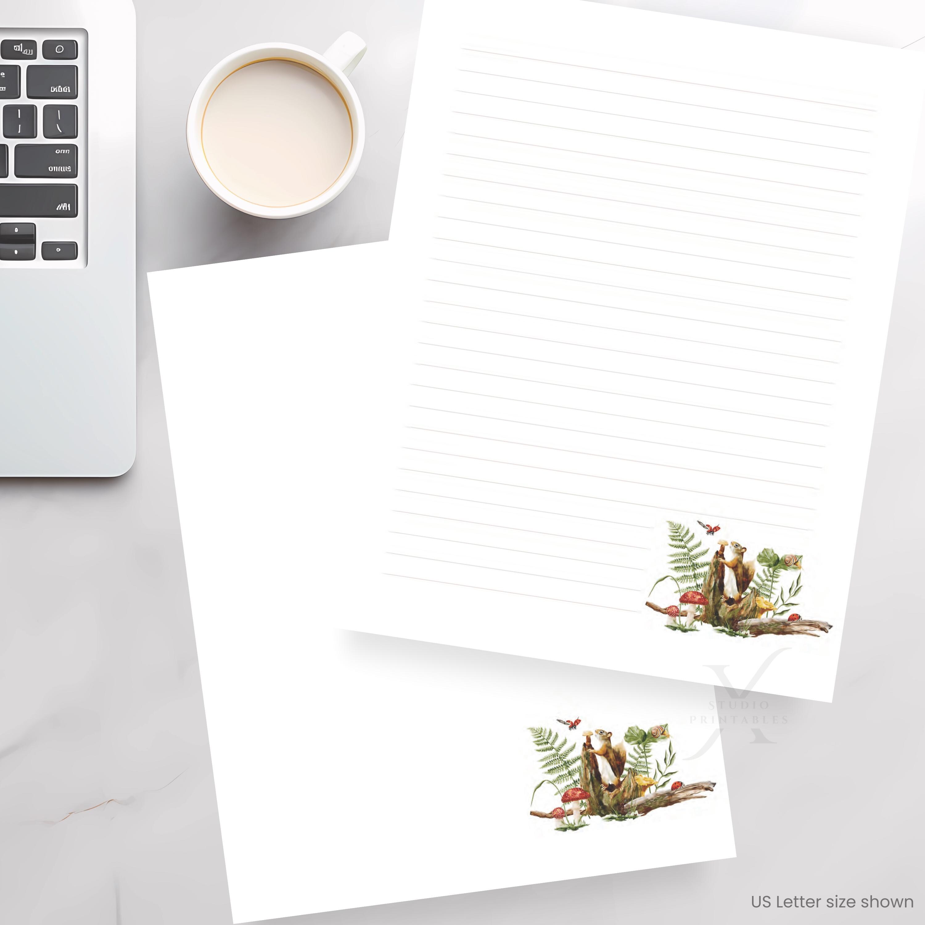 Forest Animals Letter Writing Printable Stationery Paper Lined and ...