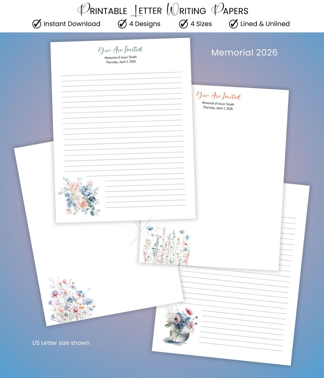 JW Memorial 2026 Letter Writing Paper Printable Invitation Stationery ...