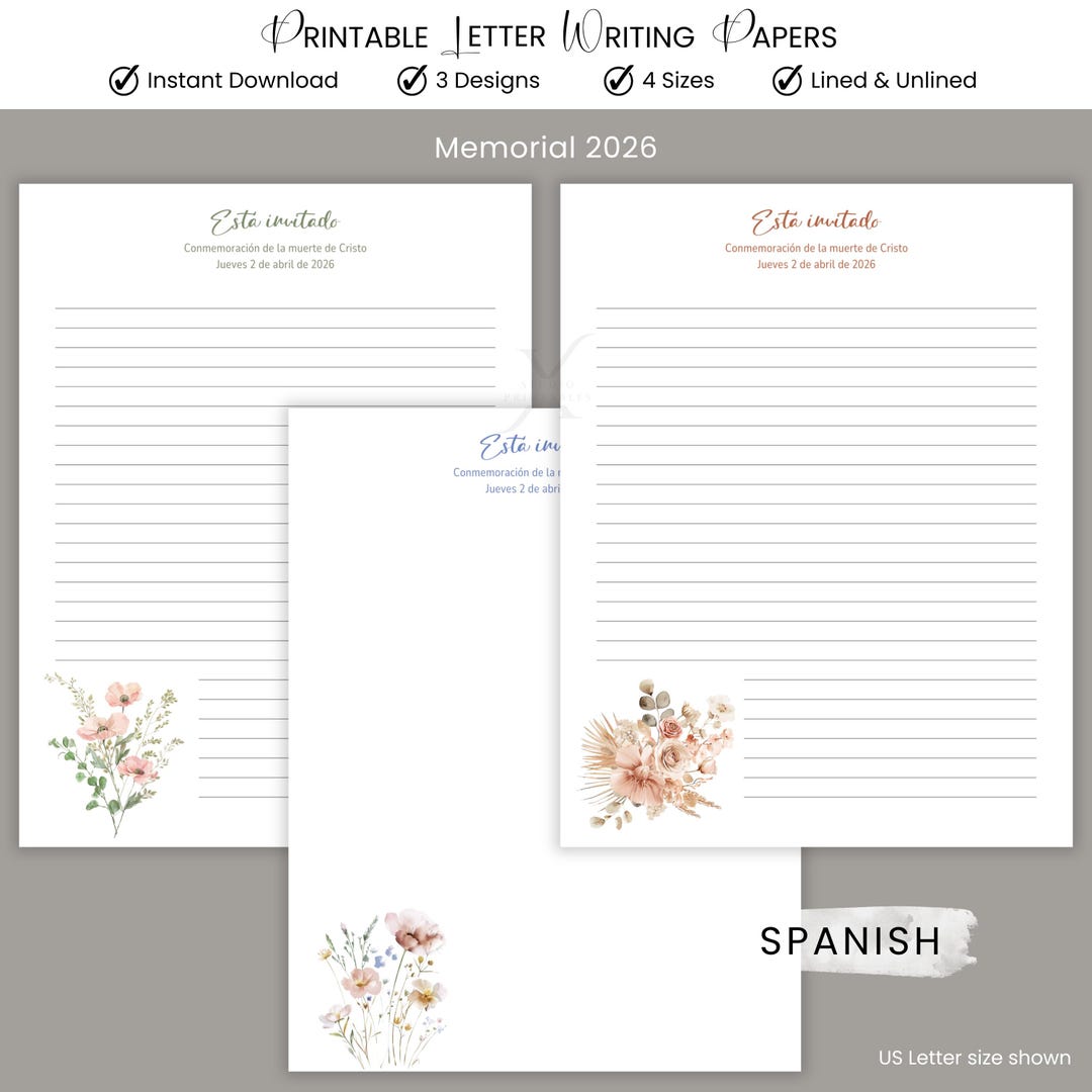 Spanish 2026 JW Memorial Campaign Letter Writing Stationery Paper ...