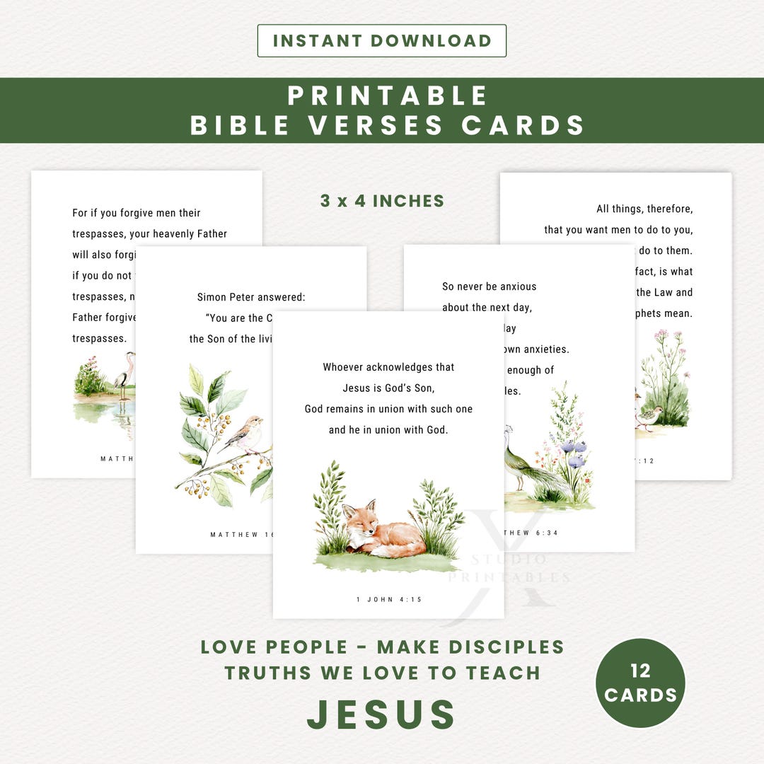 Jesus Theme Scriptures Printable Bible Verse Card JW Memory Cards ...