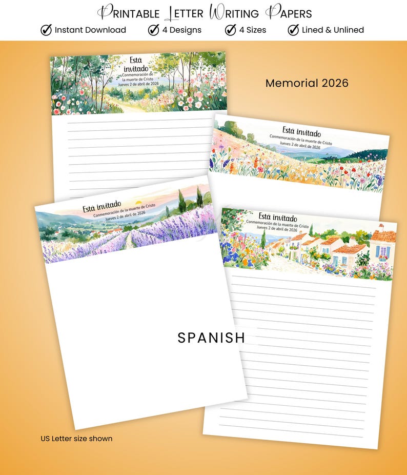 Spanish JW Memorial 2026 Stationery Watercolor Invitation Letter ...