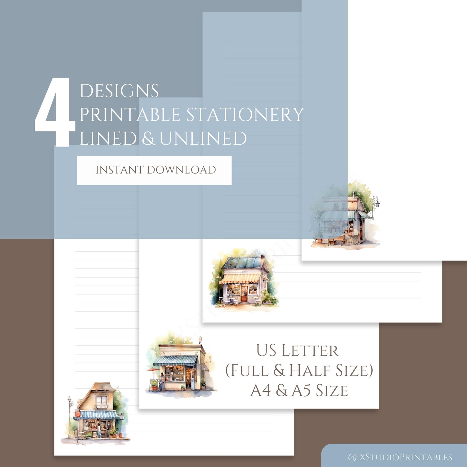 Coffee Shops Letter Writing Paper Writing Set Printable Stationery PDF ...
