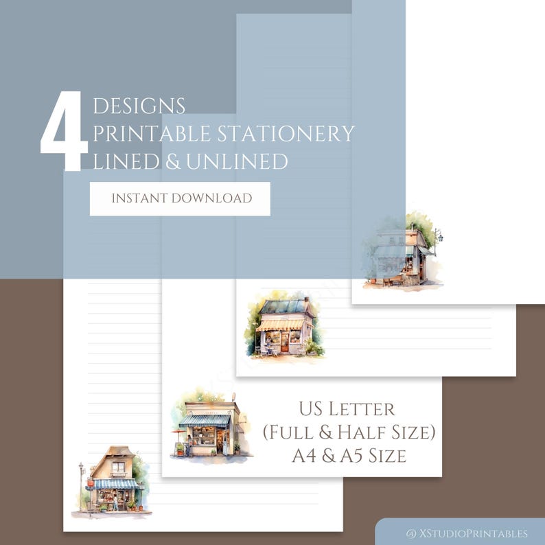 Coffee Shops Letter Writing Paper Writing Set Printable Stationery PDF ...