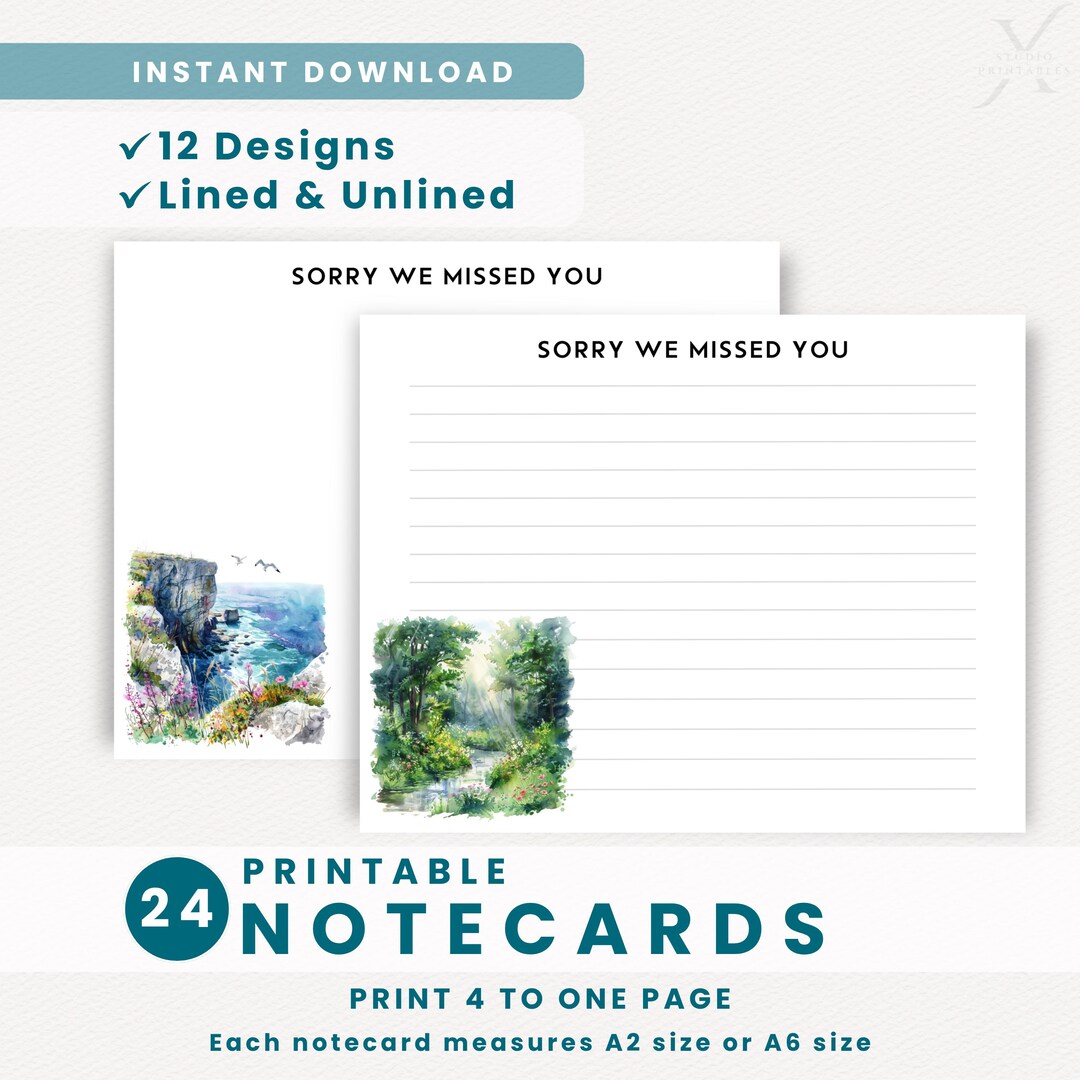 Sorry We Missed You Printable Notecards Lined Unlined Ministry Cards ...
