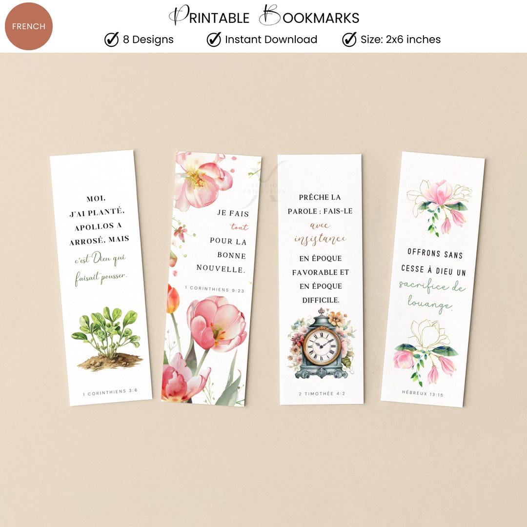 French JW Pioneer School Scriptures Ministry Bookmarks Printable ...