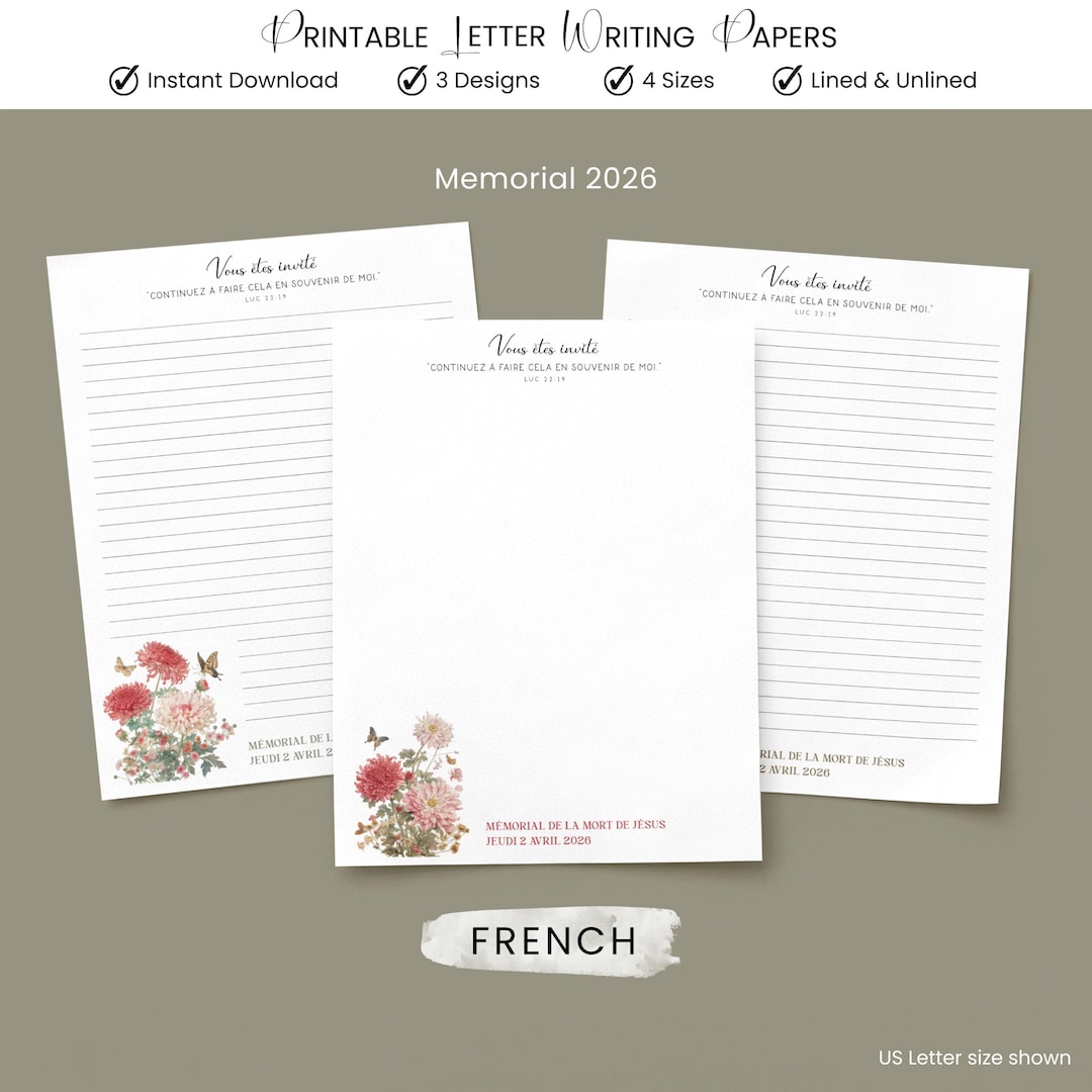 French Memorial 2026 JW Letter Writing Stationery You Are Invited ...