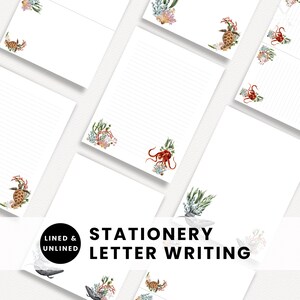 Underwater Animals Letter Writing Printable Stationery Paper Lined and ...