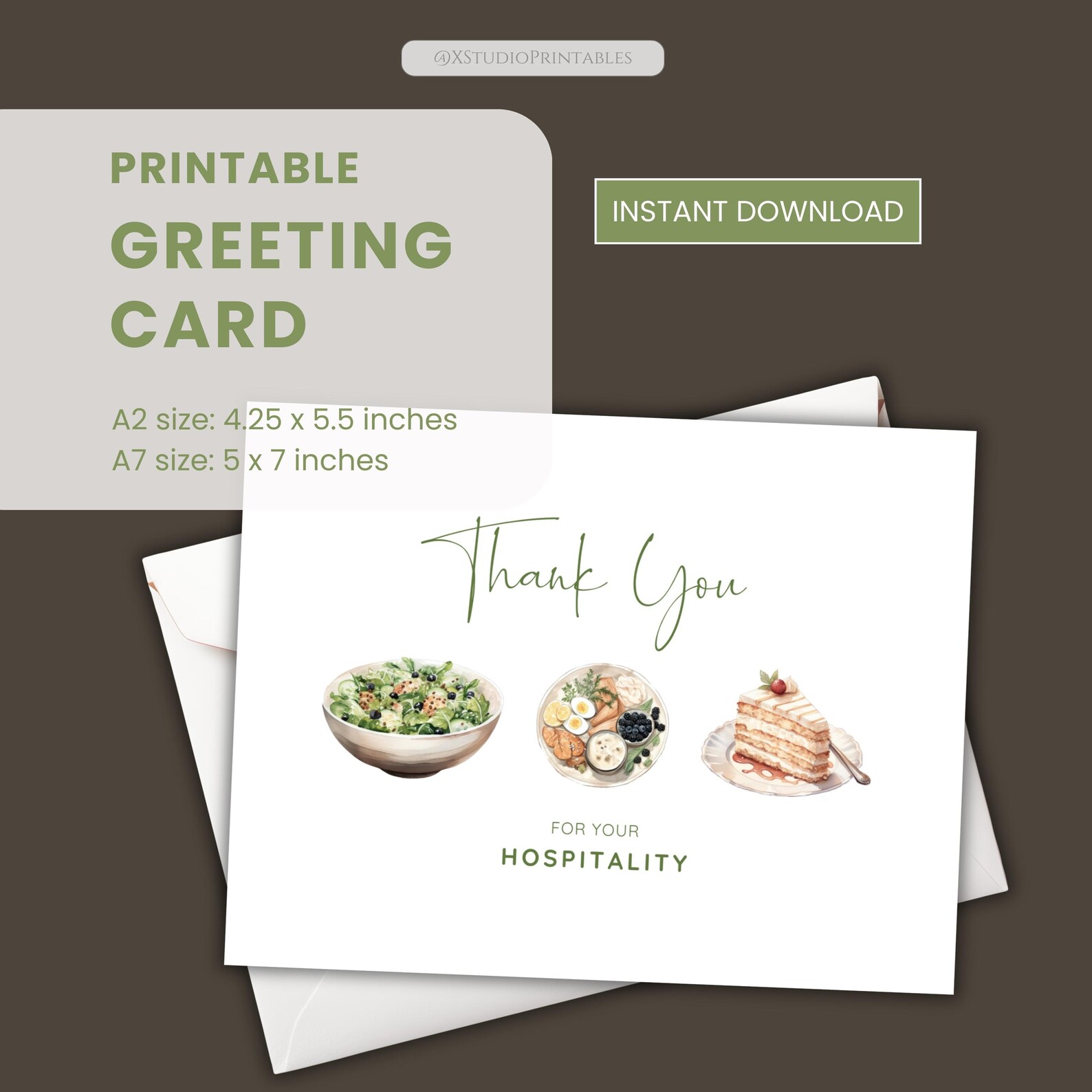 Thank You Hospitality, Printable Greeting Card, Blank Card, Food Thank ...