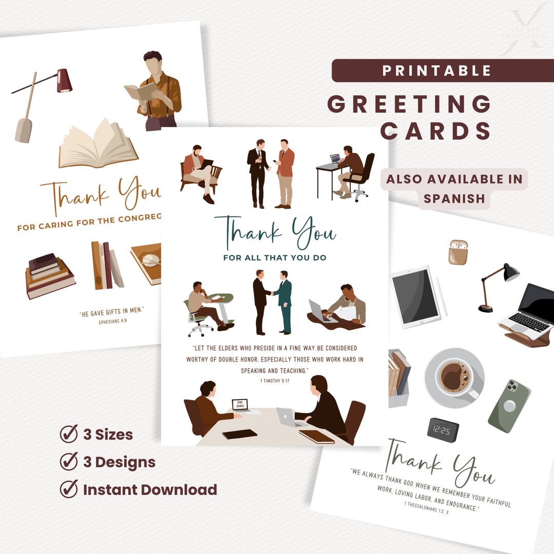 JW Elder Thank You Cards Printable, Elders Appreciation Cards With ...